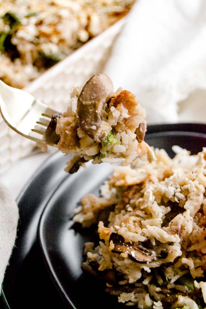 Creamy Vegan Chicken & Rice Casserole | thank you berry much