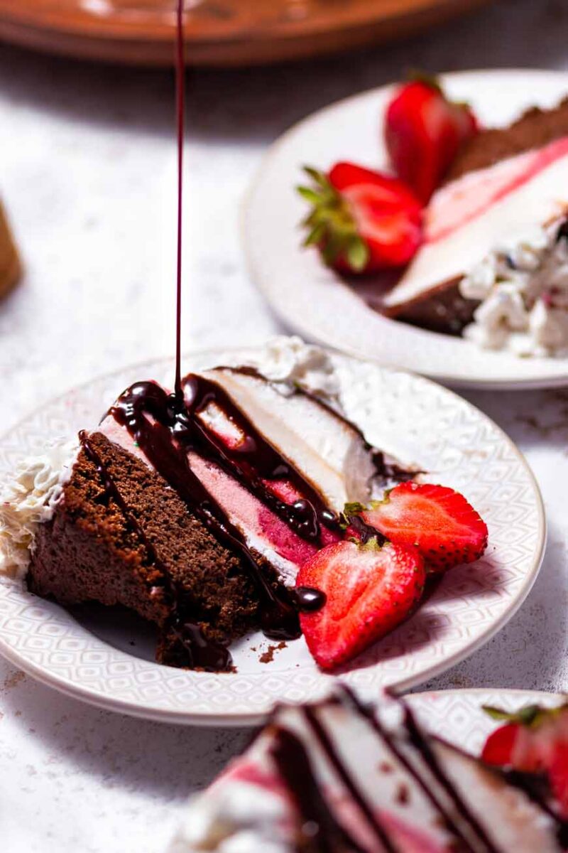 Neapolitan Vegan Ice Cream Cake - Thank You Berry Much
