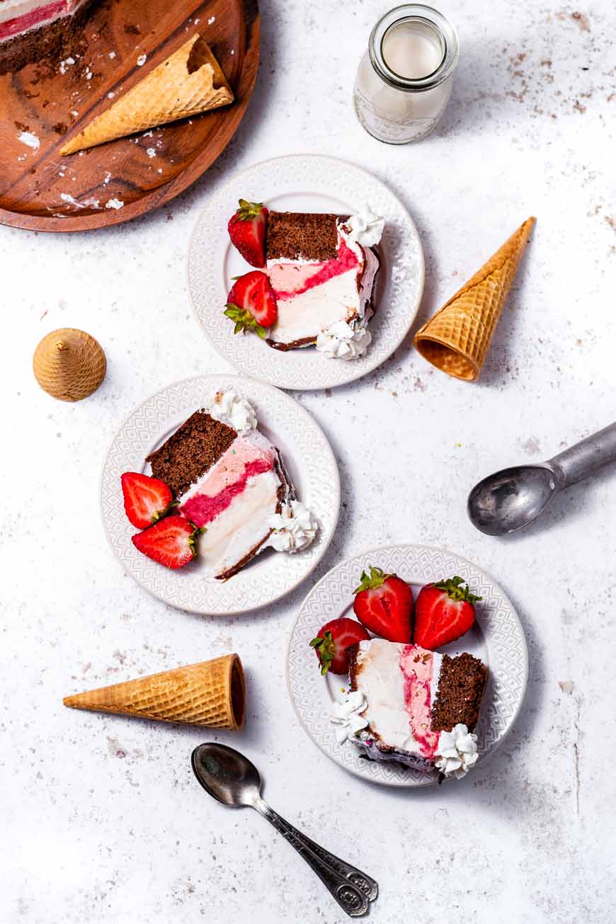 Neapolitan Vegan Ice Cream Cake - Thank You Berry Much
