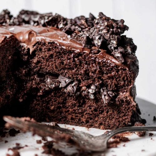Moist Chocolate Crunch Cake with Rice Krispies