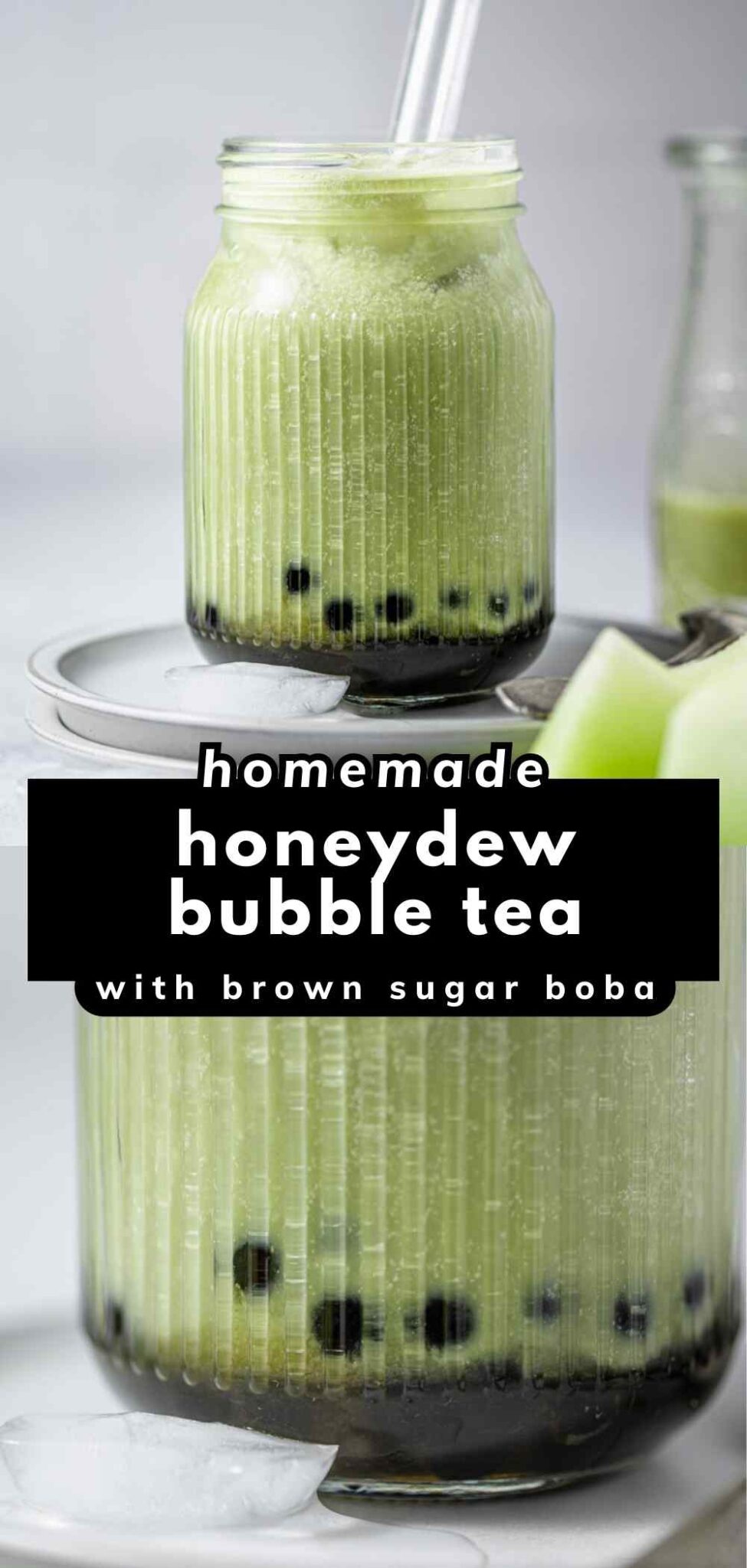 Honeydew Bubble Milk Tea with Boba