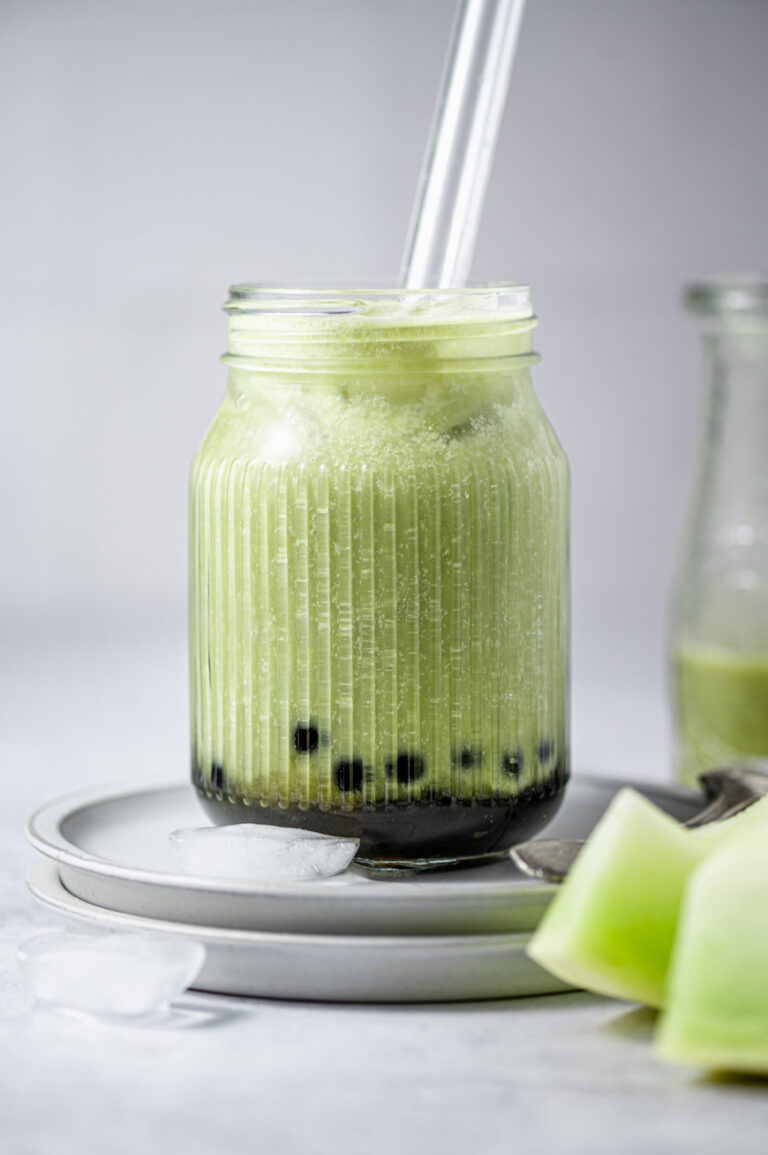Honeydew Bubble Milk Tea with Boba