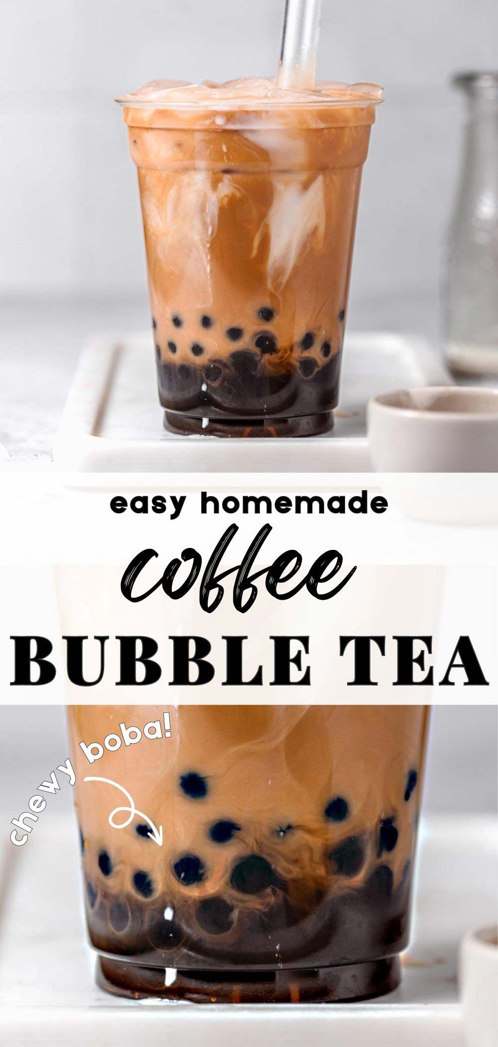 Coffee Milk Bubble Tea with Boba Pearls