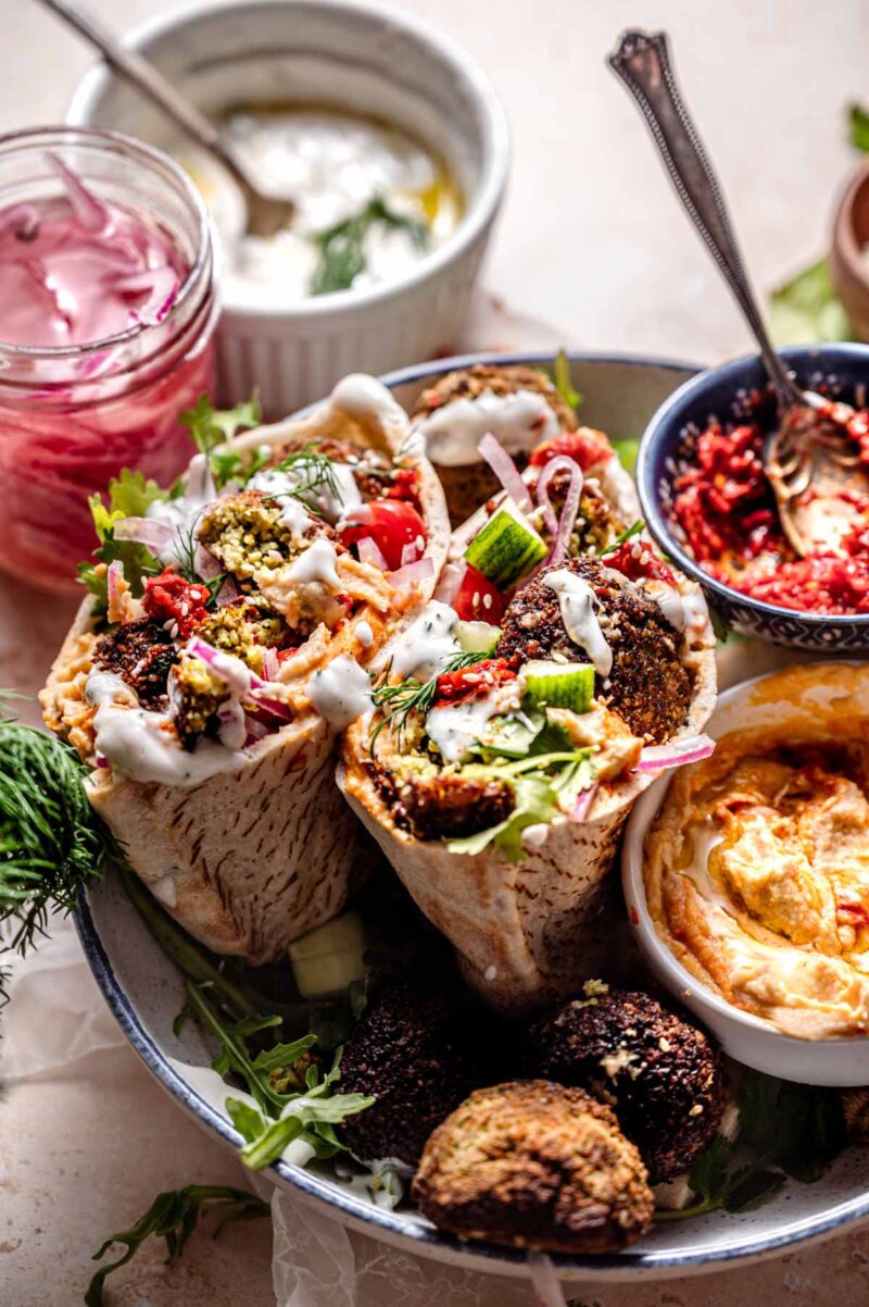 Crispy Falafel Pita Sandwich with Hummus