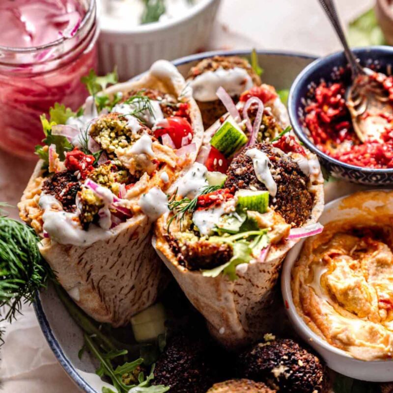 Crispy Falafel Pita Sandwich with Hummus