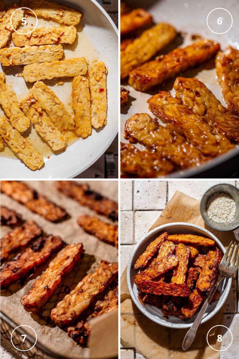 Easy Crispy Pan Fried Tempeh + Air Fryer Instructions