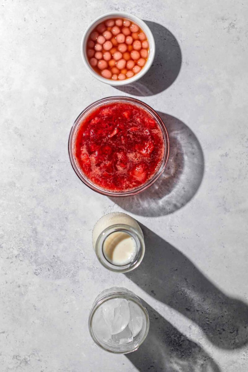 Strawberry Bubble Milk Tea with Strawberry Boba Pearls