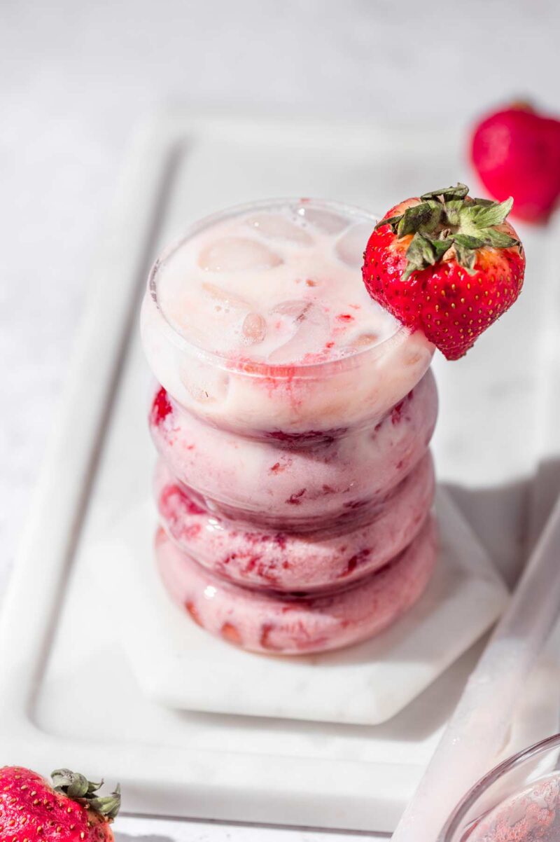 Strawberry Bubble Milk Tea with Strawberry Boba Pearls