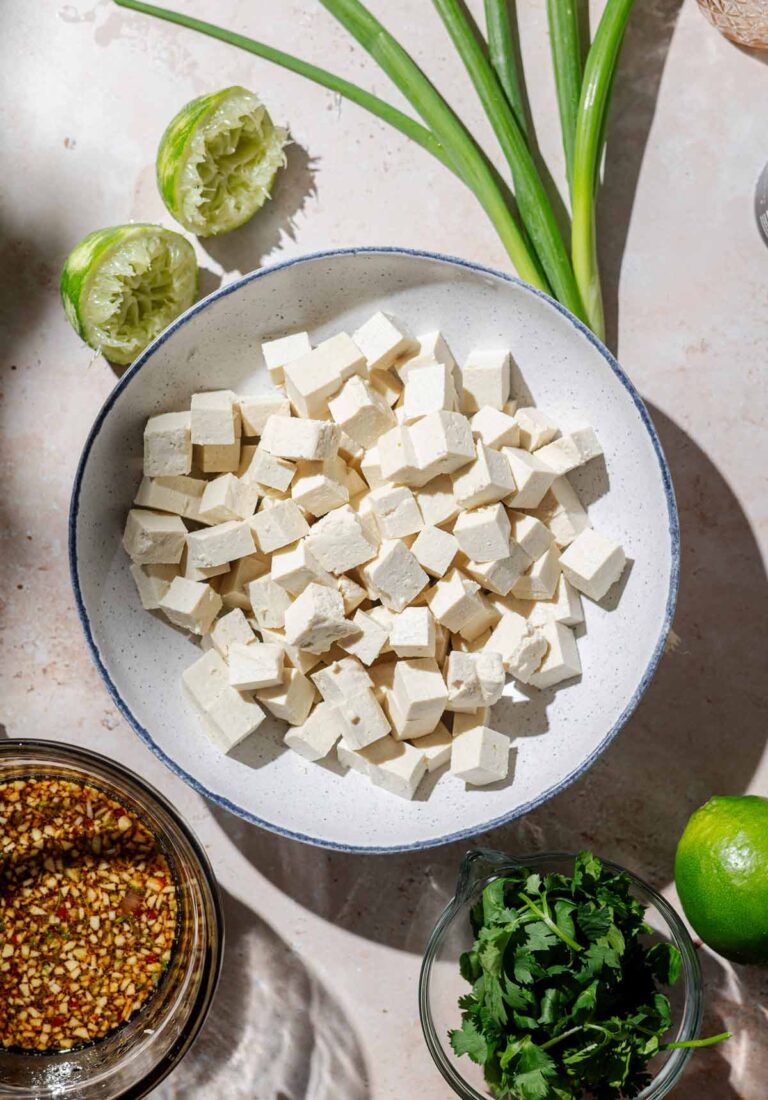 Pan-fried Garlic Tofu with Sticky Soy Lime Sauce - Thank You Berry Much