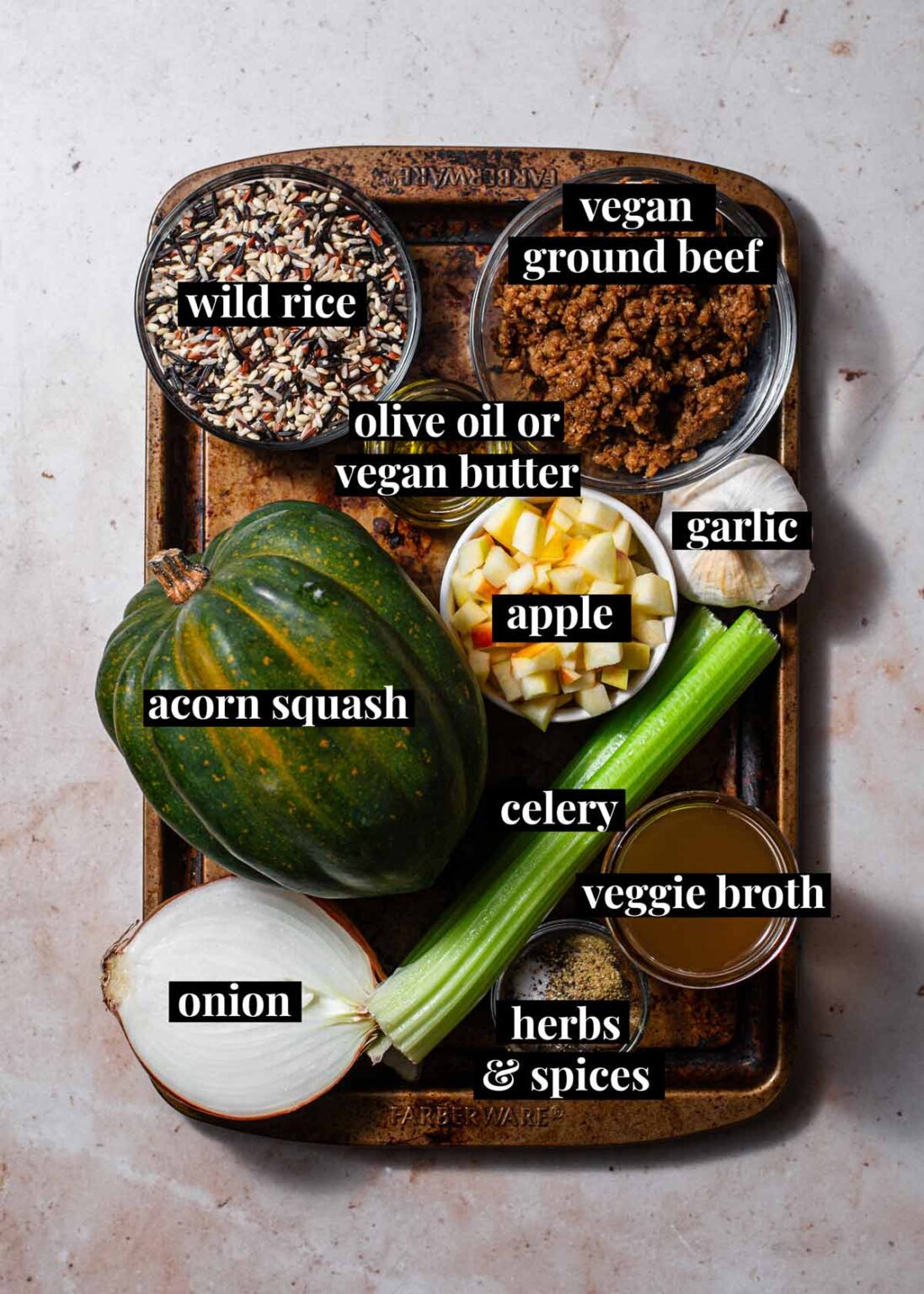 Vegan Stuffed Acorn Squash with Wild Rice