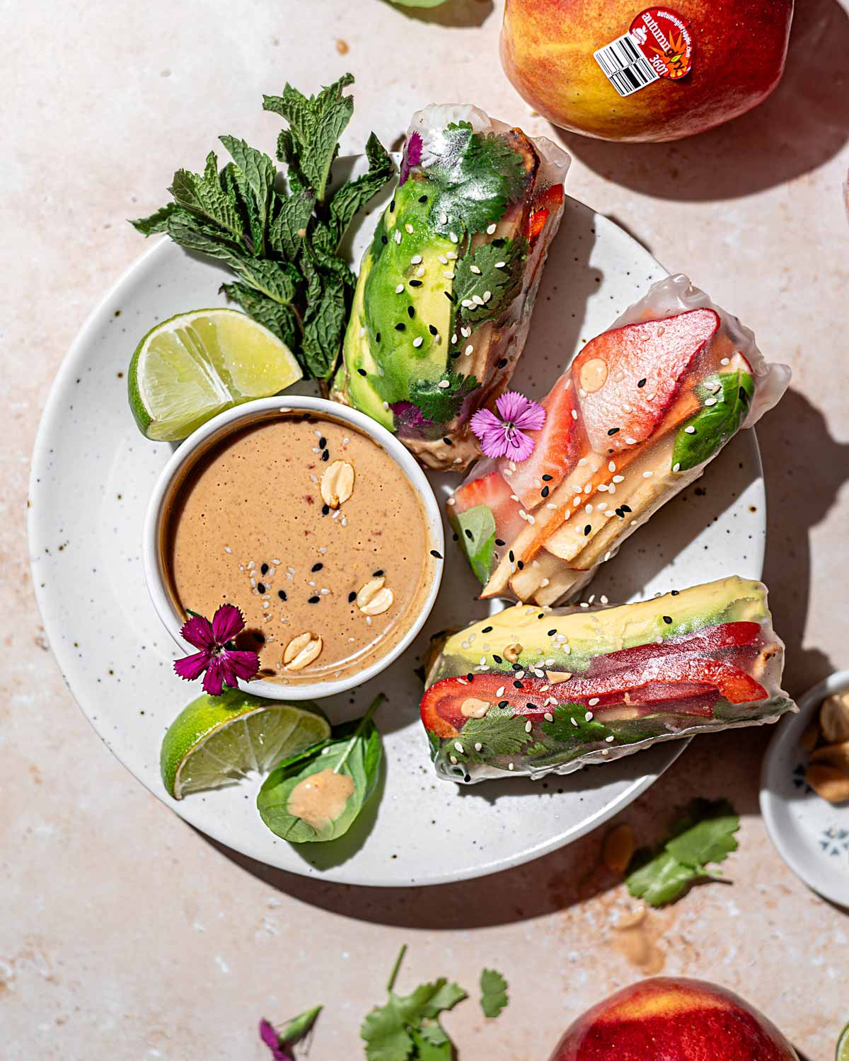 Vegan Tofu Summer Rolls with Peanut Dipping Sauce