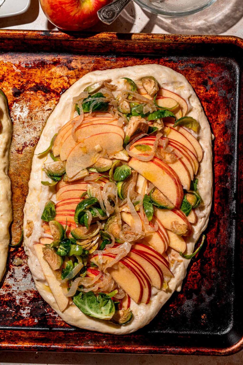 Caramelized Onion Flatbread Pizza with Apples & Balsamic Glaze