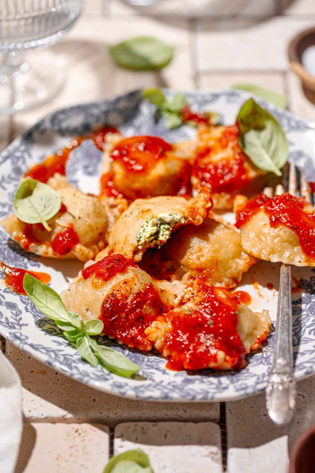 Homemade Vegan Ravioli with Herby Ricotta Cheese Filling