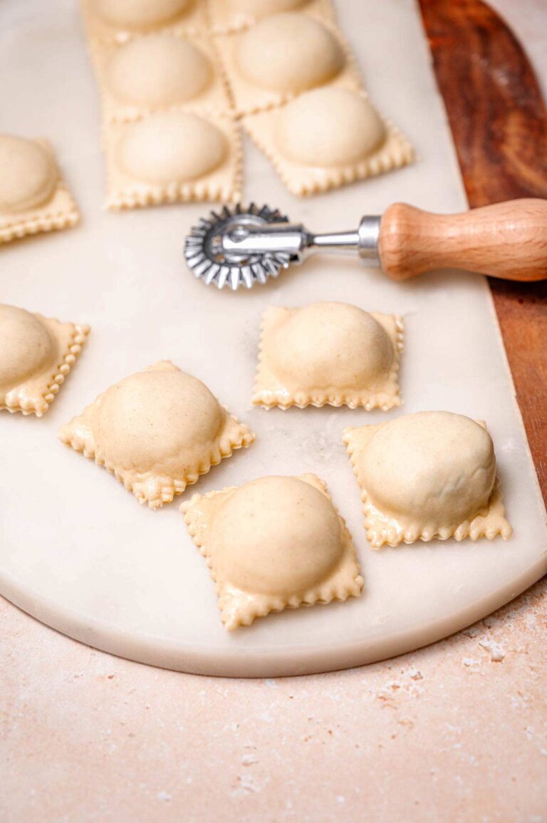 Homemade Vegan Ravioli with Herby Ricotta Cheese Filling