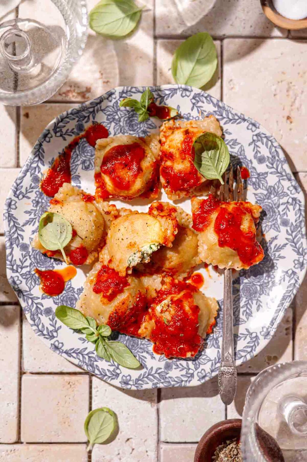Homemade Vegan Ravioli with Herby Ricotta Cheese Filling