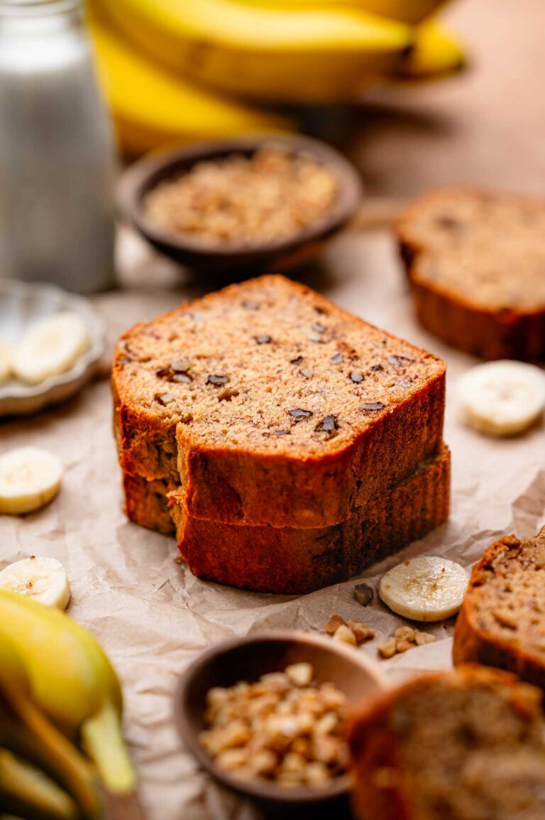 Vegan Banana Bread - Tall, Fluffy & Moist!